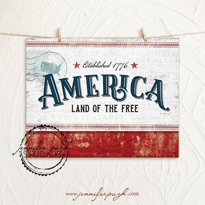 Patriotic Land of the Free - Stars and Stripes - 11x14 or 8x10 Art ...