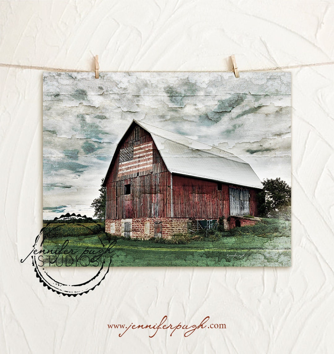 Farmstead Barn - Flag - Art Print - by Jennifer Pugh - Etsy