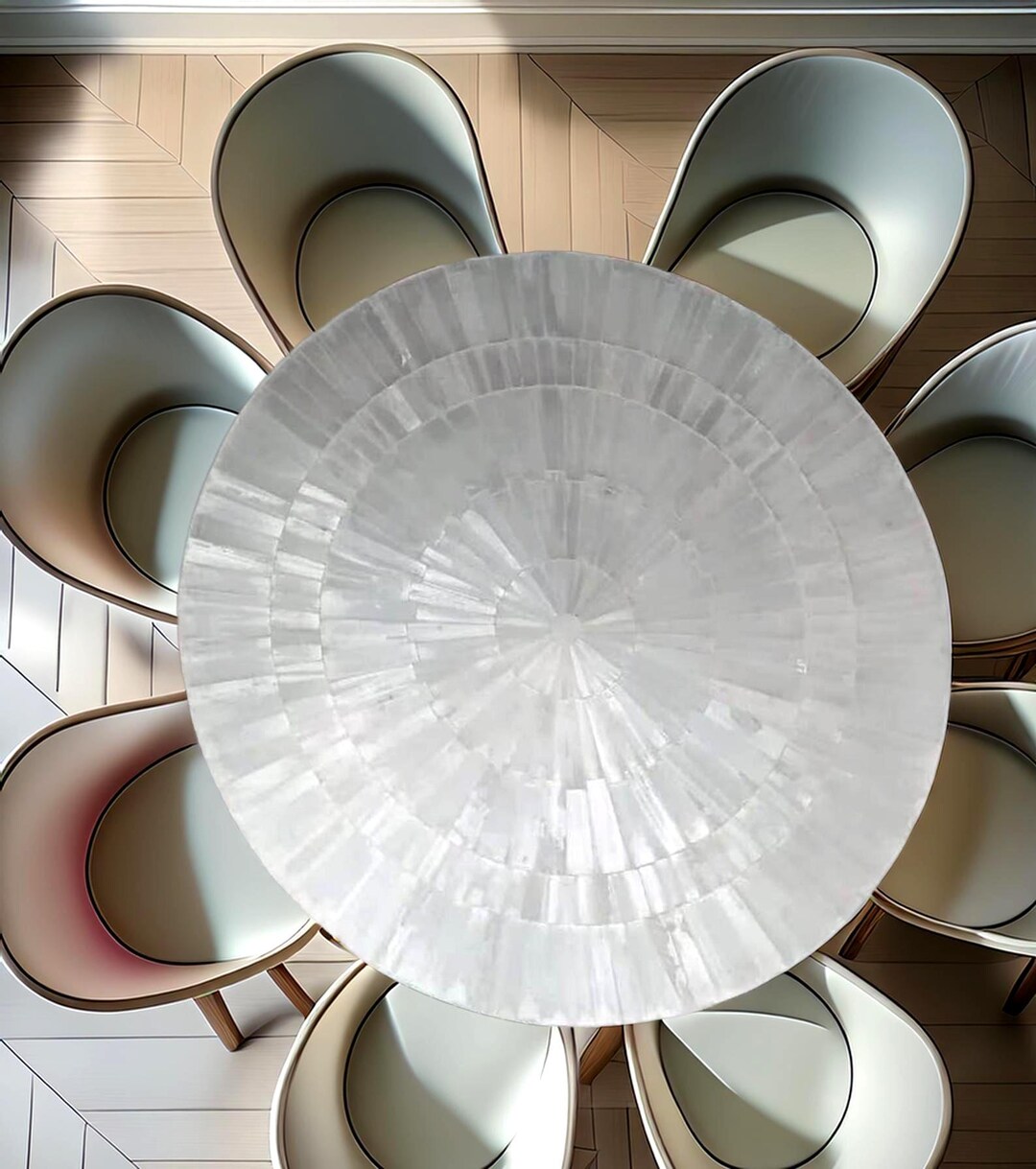 Luxury Mother of Pearl Inlay Round Table Top | White Shell Mosaic ...