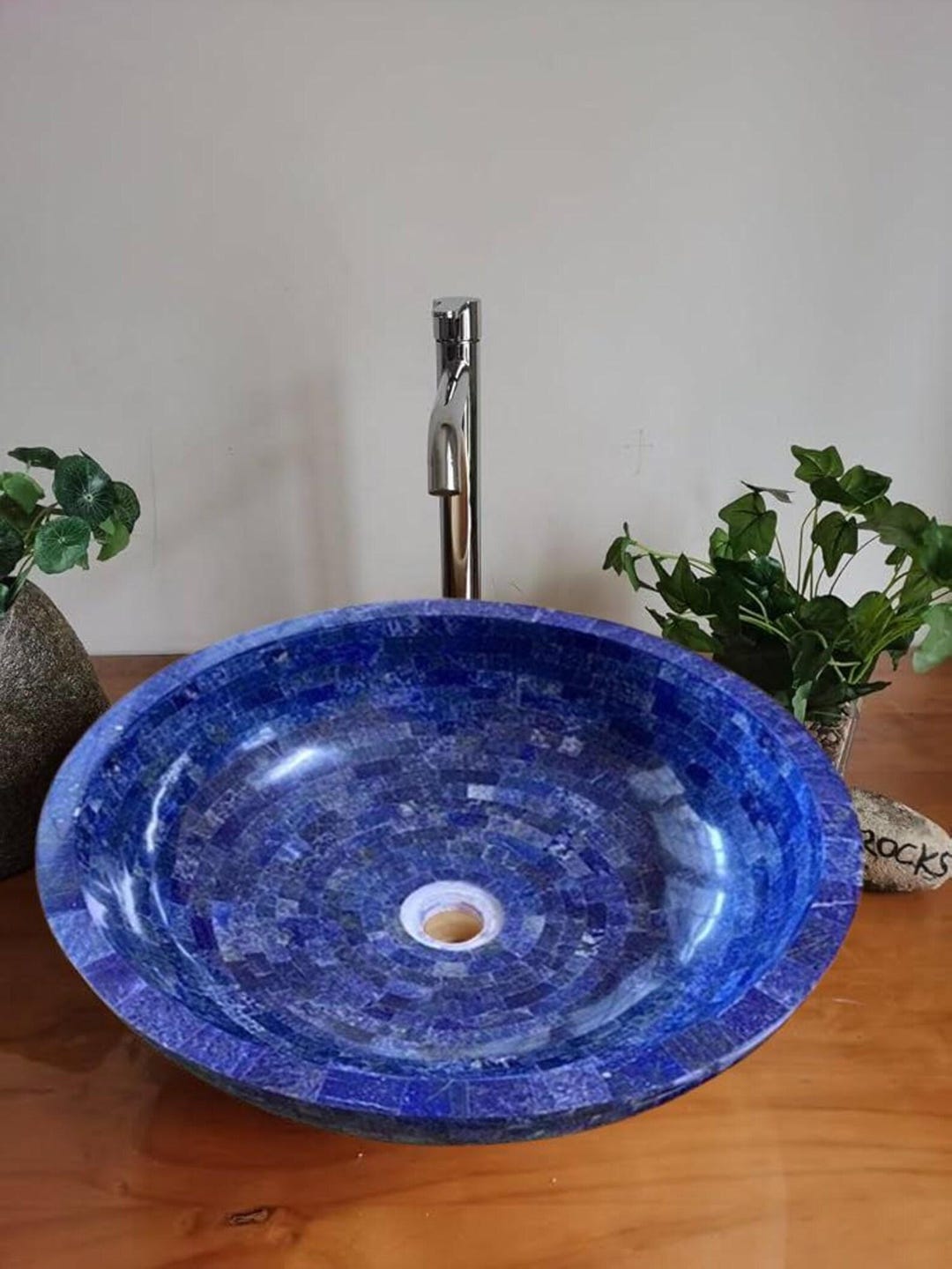 Lapis Lazuli Stone Vessel Sink – Luxury Handmade Gemstone Bathroom ...