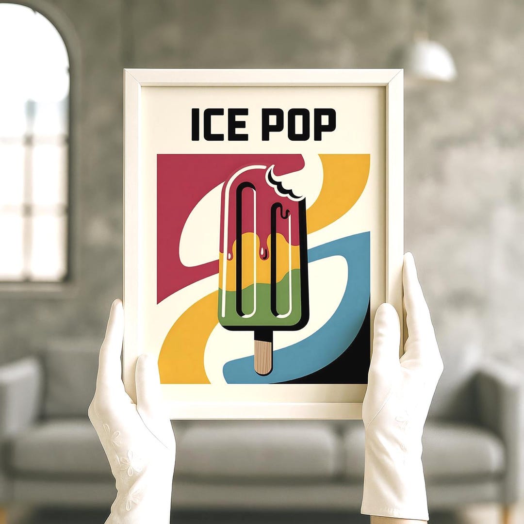 Mid Century Modern Pop Art Ice Pop Poster – Colorful Funky Wall Art for ...