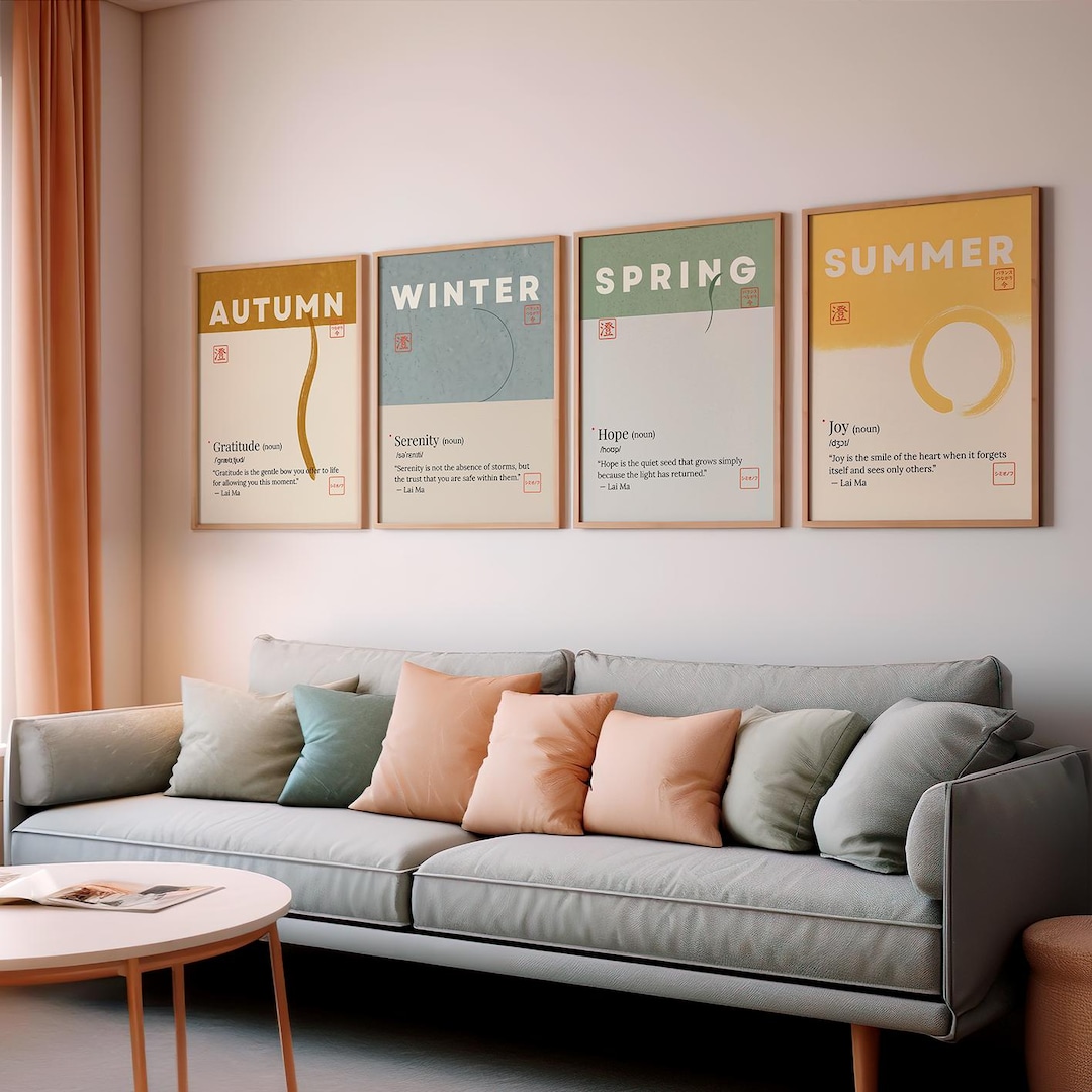 Four Seasons Definition Wall Art Set– Minimalist Japanese-inspired ...