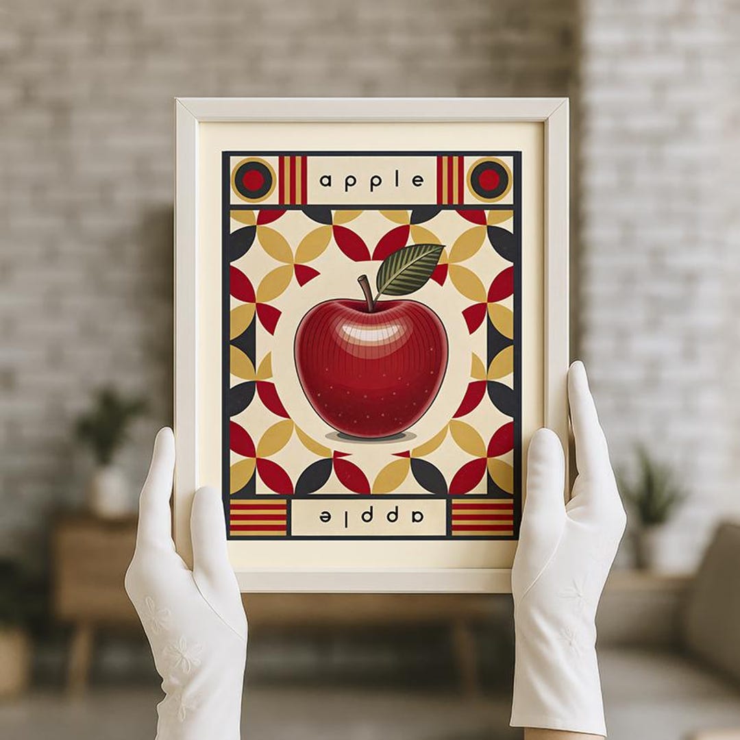 Retro Giclée Apple Wall Art for Café or Kitchen – Mid Century Fruit ...