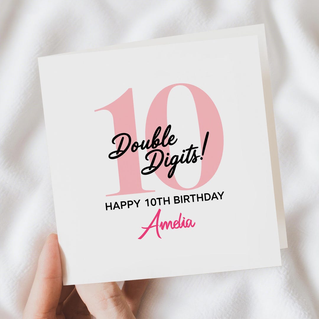Personalised 10th Birthday Card - 'double Digits' - Family Birthday ...