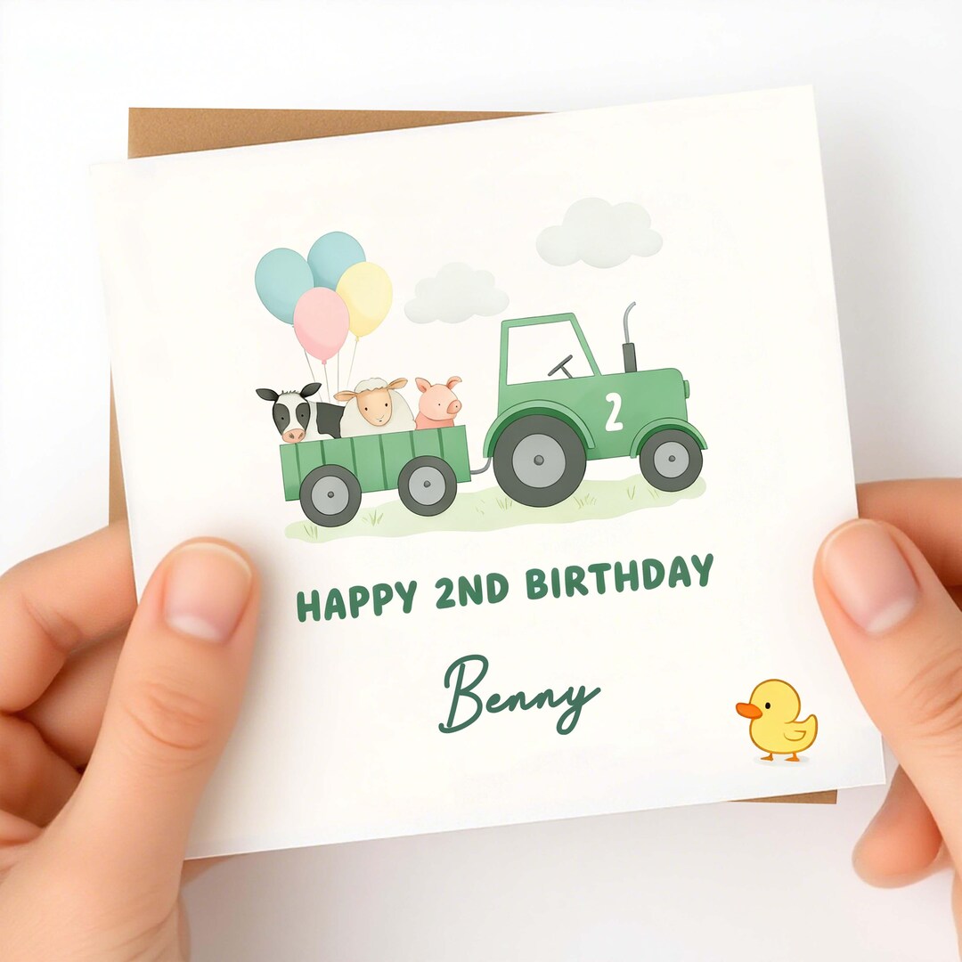 Personalised Children's Birthday Card - Farmyard & Tractor Theme ...