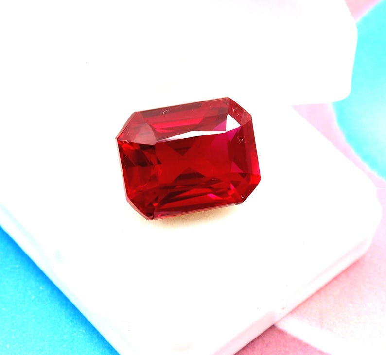 10 Ct AAA Burmese Red Ruby, Emerald Cut Loose Gemstone - Etsy