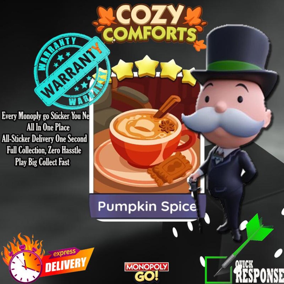 Pumpkin Spice Set 15 5 Star Monopoly GO Stickers Cozy Comforts Album ...