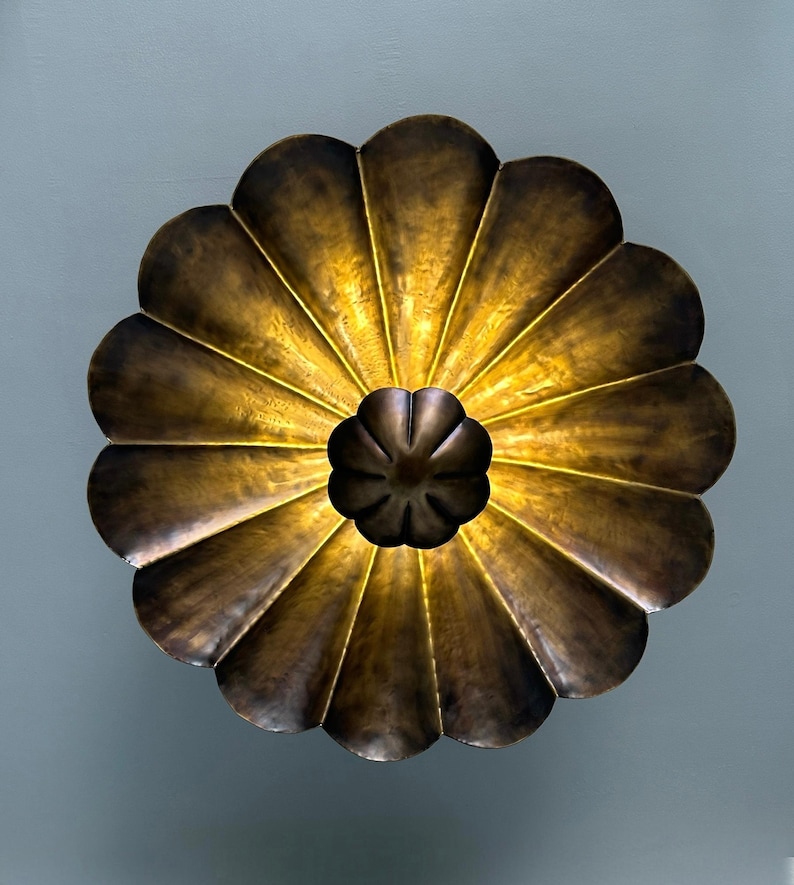 Vintage Brass Floral Ceiling Light Fixture: Handmade Antique Style Lamp ...