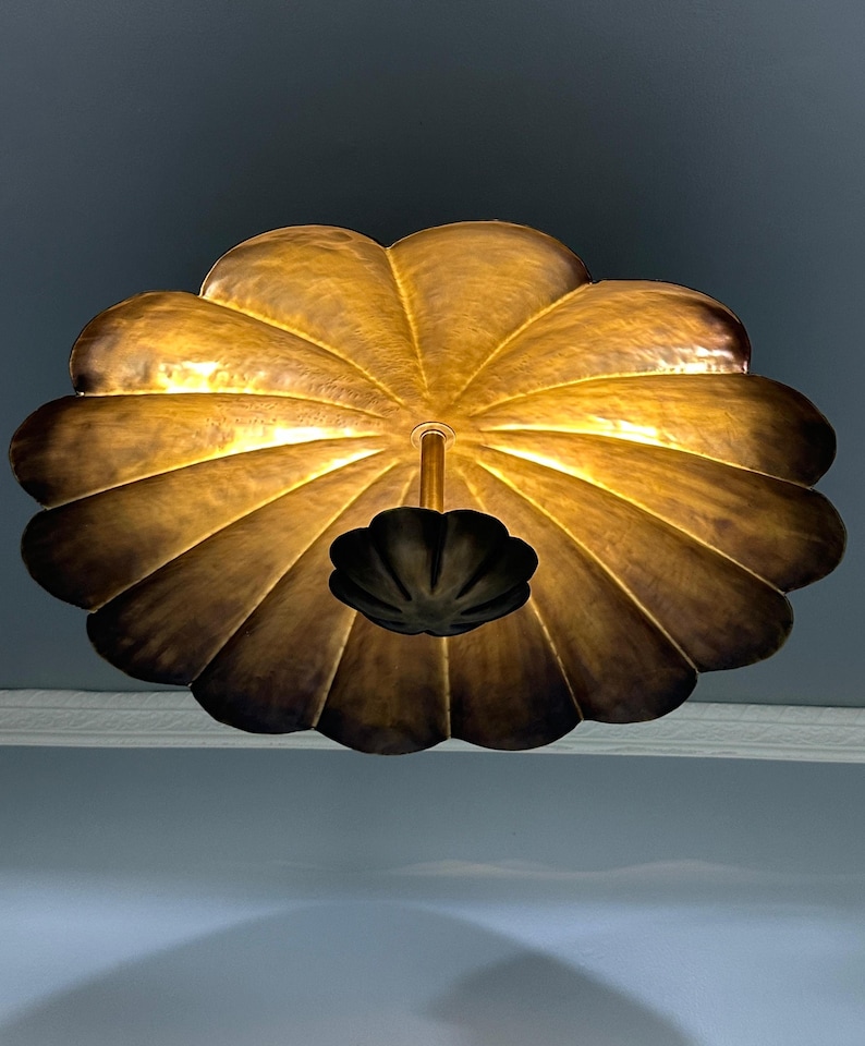Vintage Brass Floral Ceiling Light Fixture: Handmade Antique Style Lamp ...