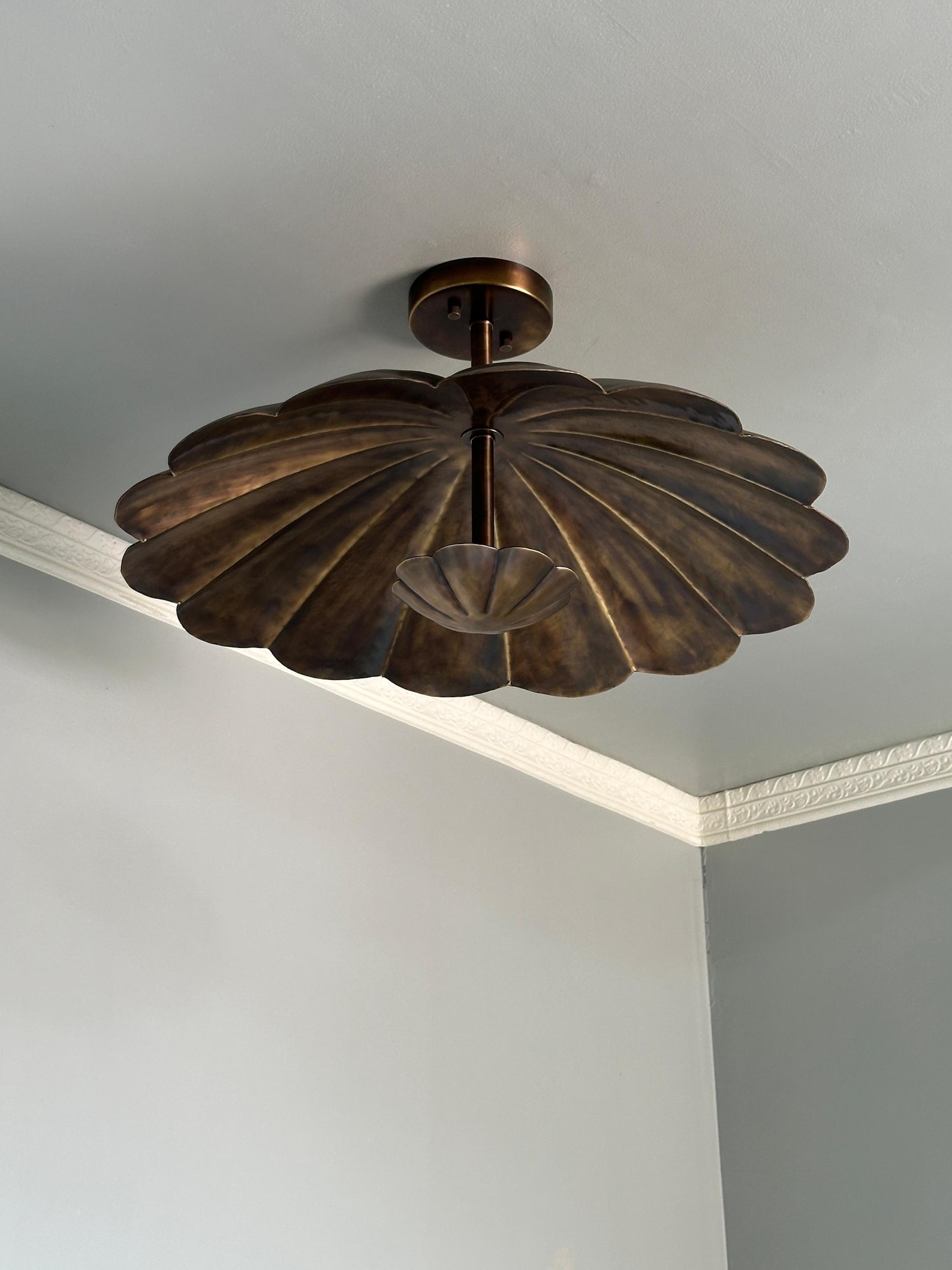Vintage Brass Floral Ceiling Light Fixture: Handmade Antique Style Lamp ...