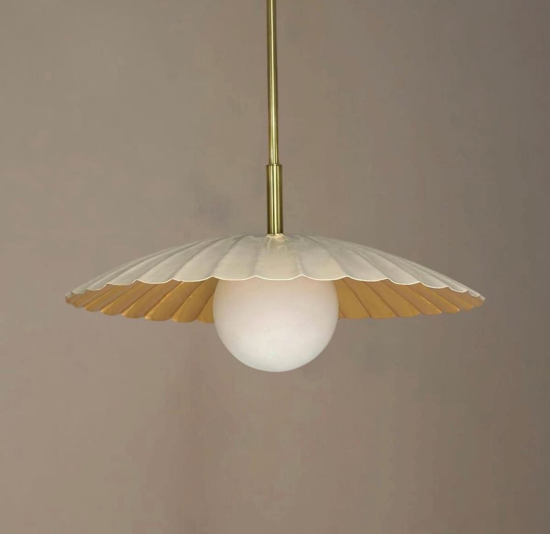 Scallop Shell Pendant Light: Mid-century Modern Coastal Lighting - Etsy