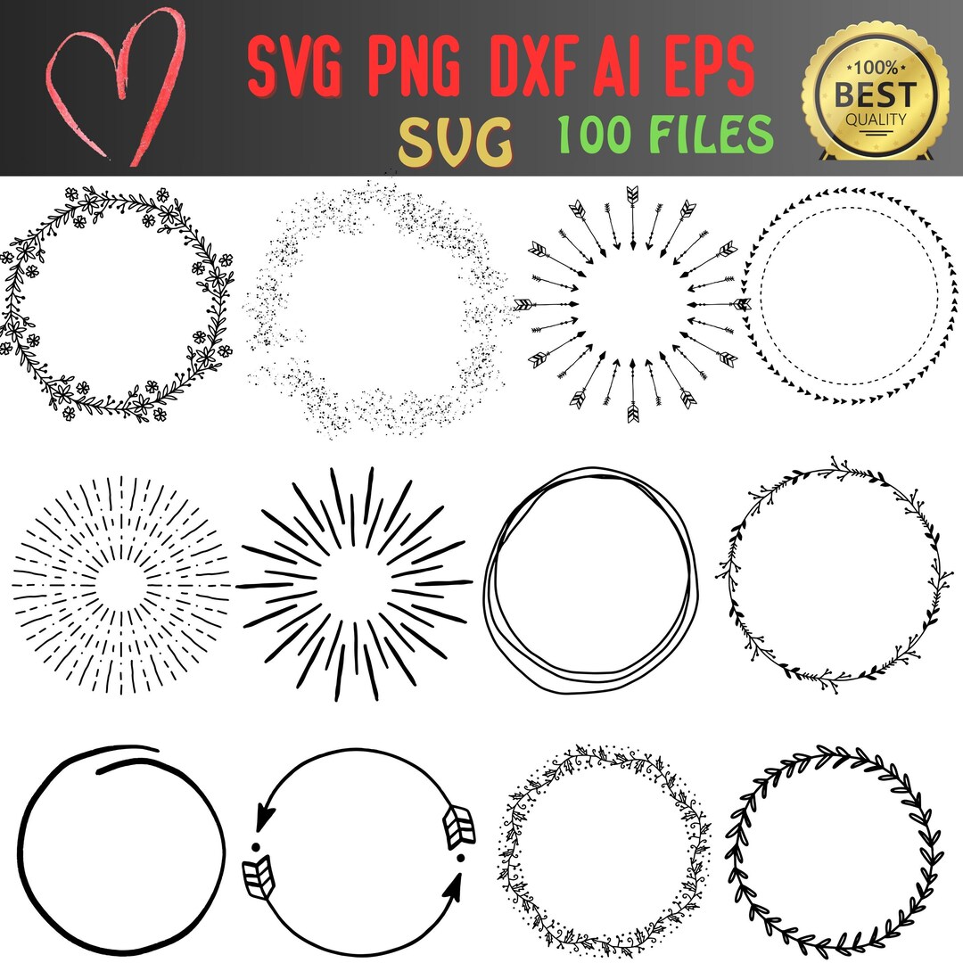 Fonts SVG Wedding | Floral Frame Wreath Circle Clipart Bundle for ...