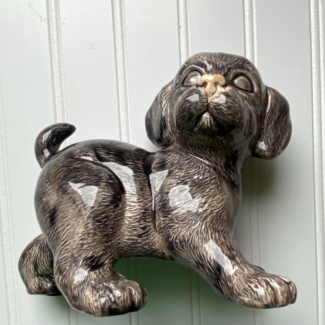 Vintage Hand Painted Ceramic Dog Figurine – Collectible 8 Inch Statue ...