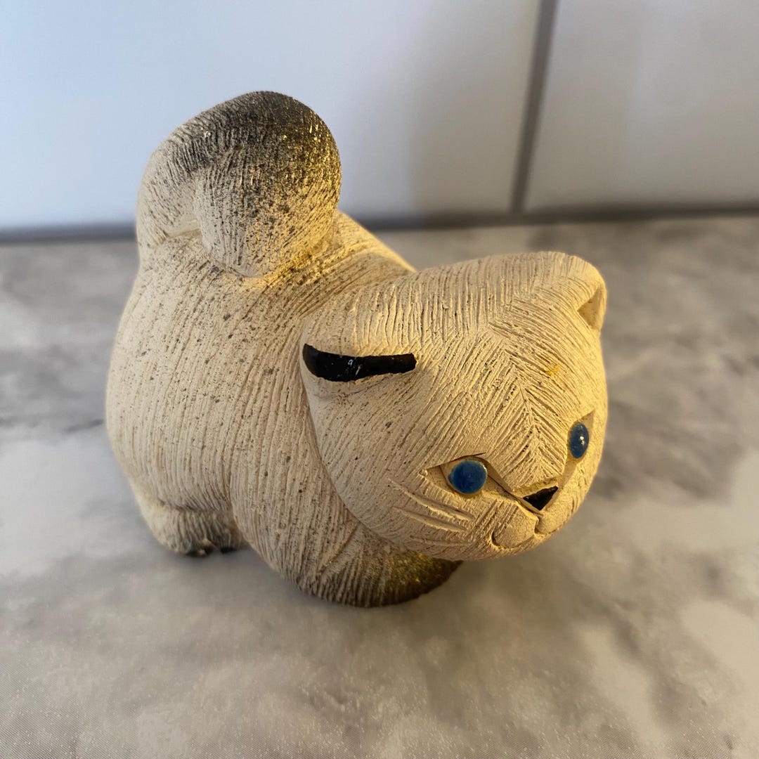 Vintage Artesania Rinconada Hand-carved Ceramic Cat Figurine ...