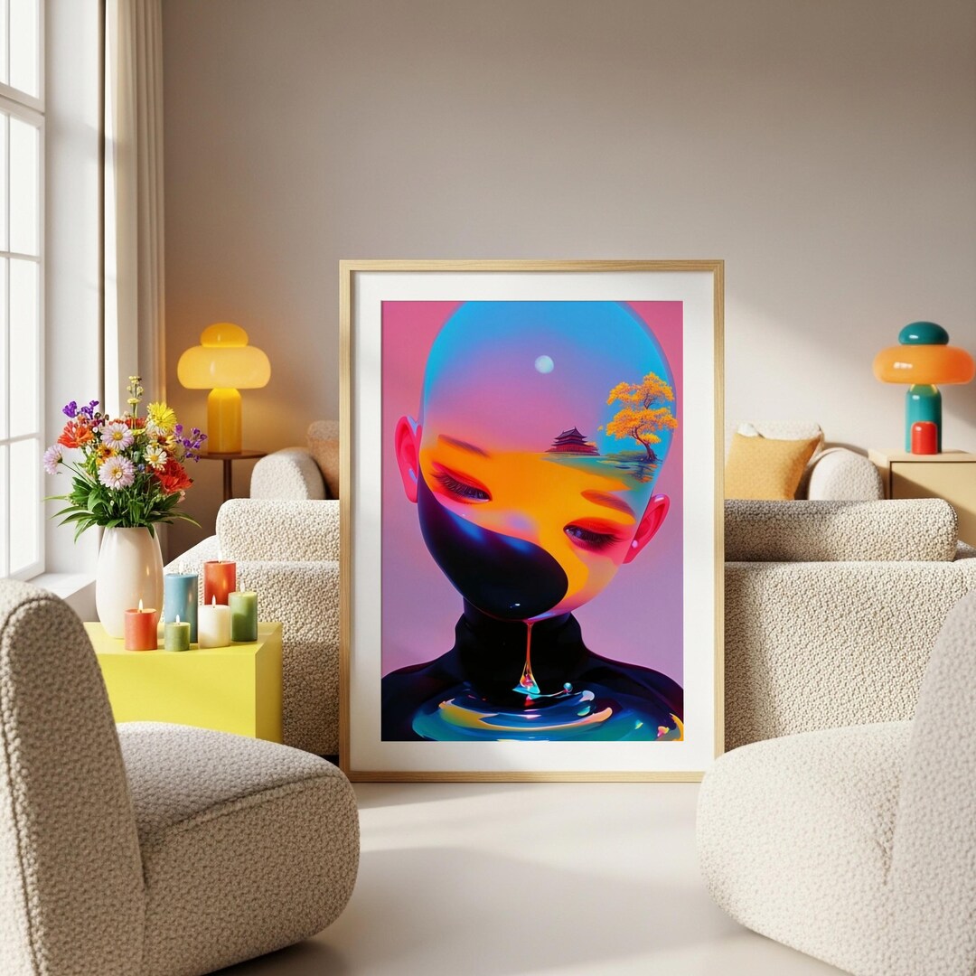 Melted Reflections, Printable Art Print, Futuristic Surreal Portrait ...