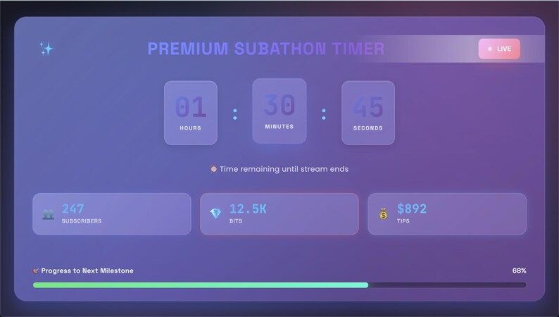 Subathon Timer Widget for Twitch & Youtube – OBS + Streamelements | Stream Countdown Overlay ...