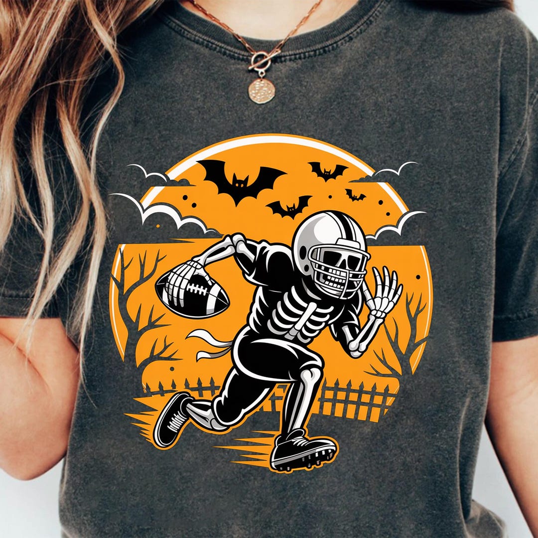 Skeleton Football Player PNG: Spooky Halloween Sports Design (digital ...
