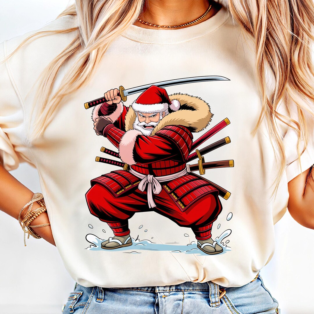 Samurai Santa PNG, Christmas Warrior Digital Download, Holiday Katana ...