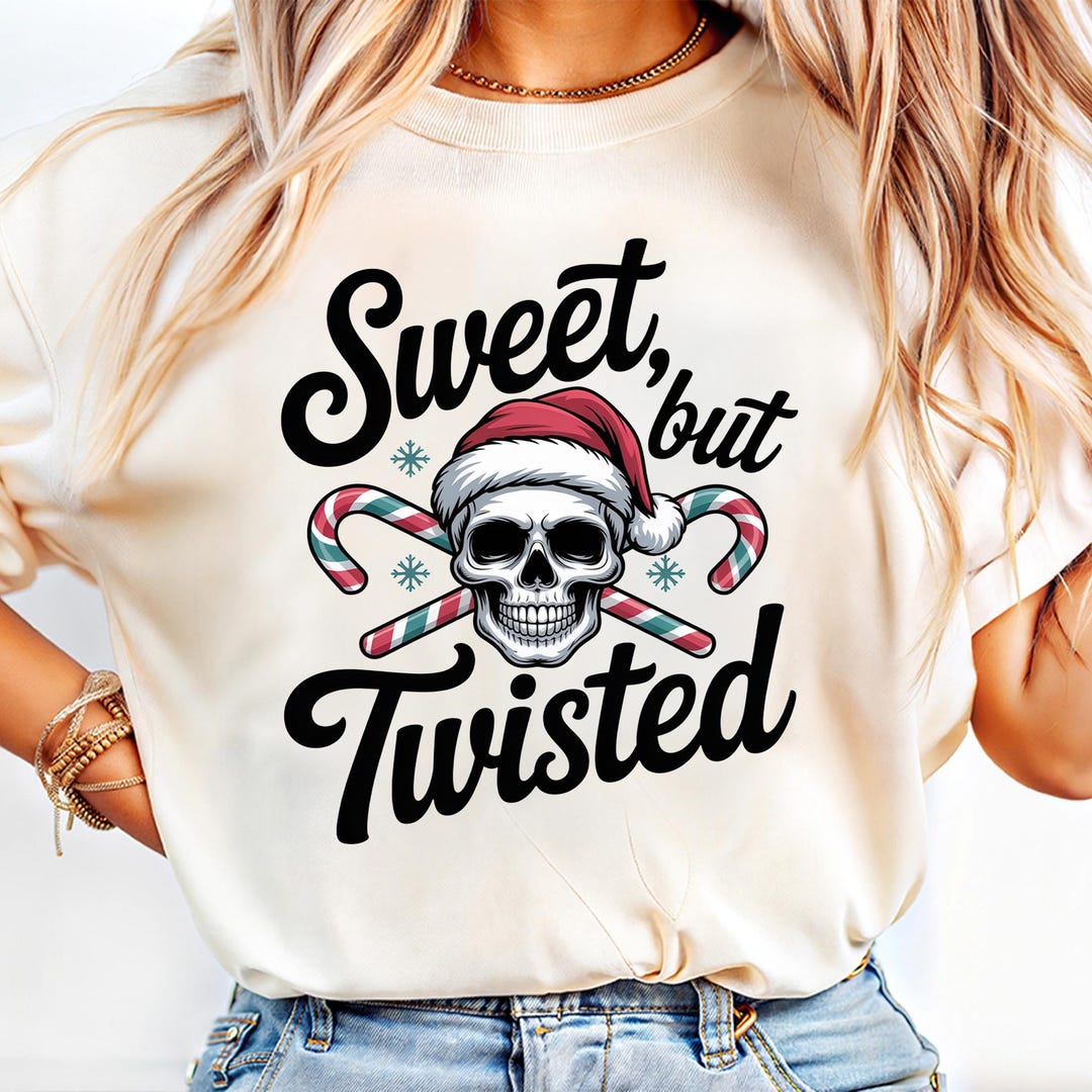 Sweet but Twisted Christmas Skull PNG | Candy Cane Holiday Sublimation ...