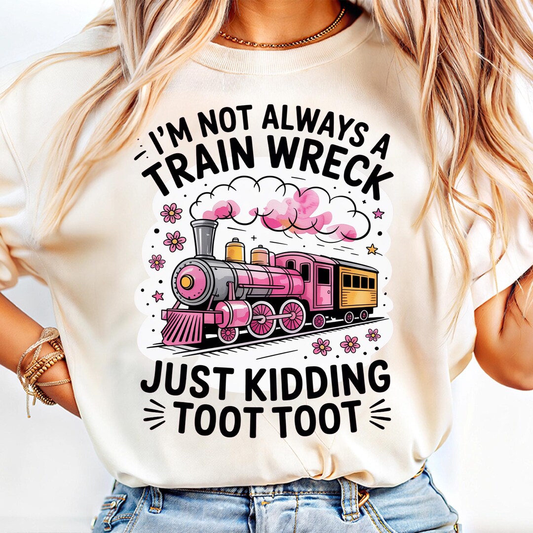 Train Wreck Sarcastic Pink Locomotive PNG: Retro Humor (digital ...