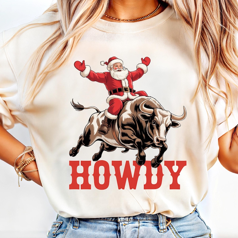 Bull With Santa Svg - Etsy