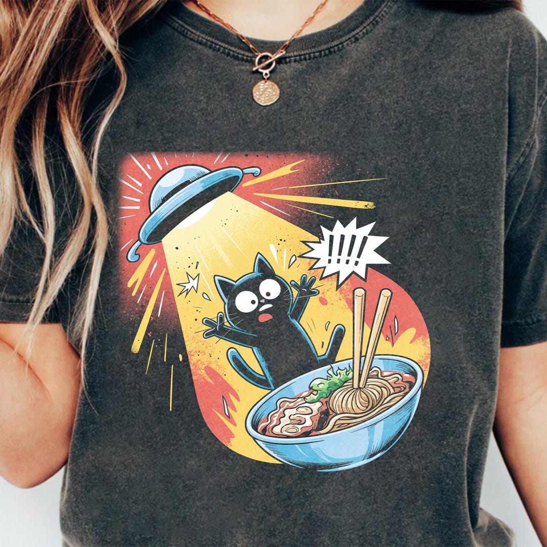 Alien Cat Ramen Abduction Funny PNG - Etsy