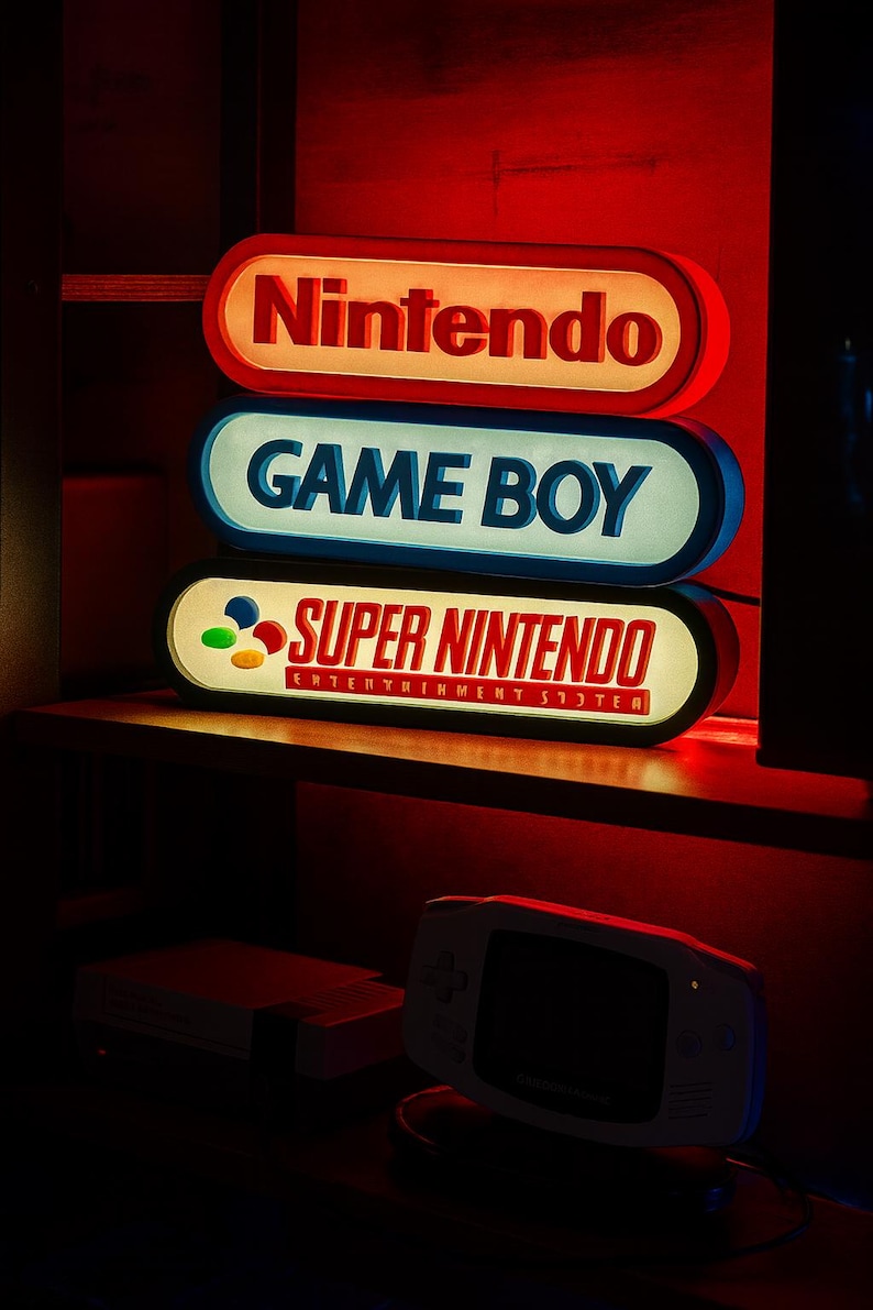 Lampe LED Inspirée De L’univers Nintendo – Enseigne Rétro Gaming ...
