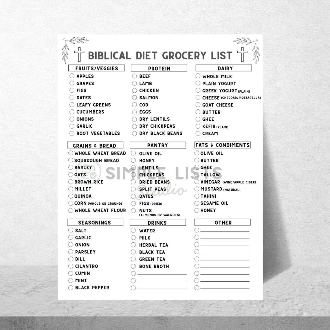 Biblical Diet Grocery List Printable, Biblical Food List, Faith-based ...
