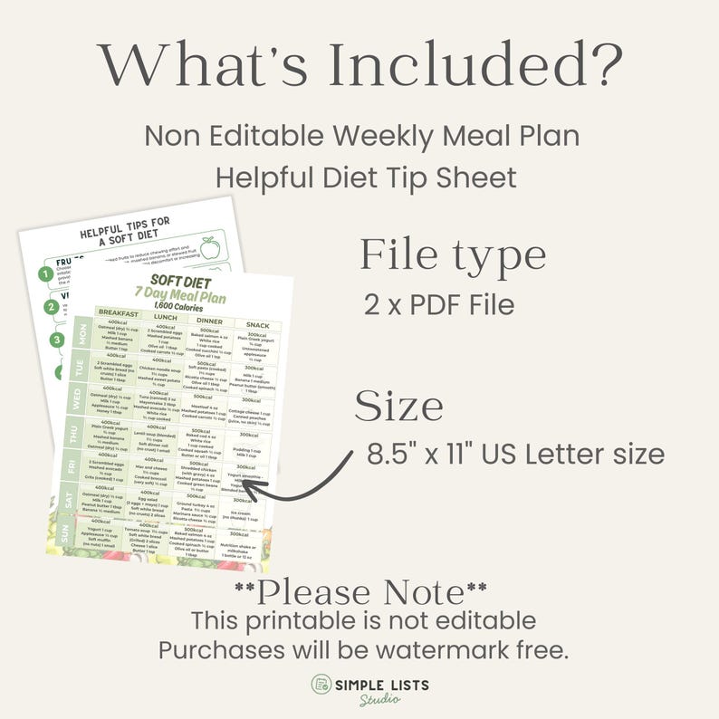 Soft Diet Meal Plan, 7-day 1600 Calorie Menu, Easy-to-chew & Swallow ...