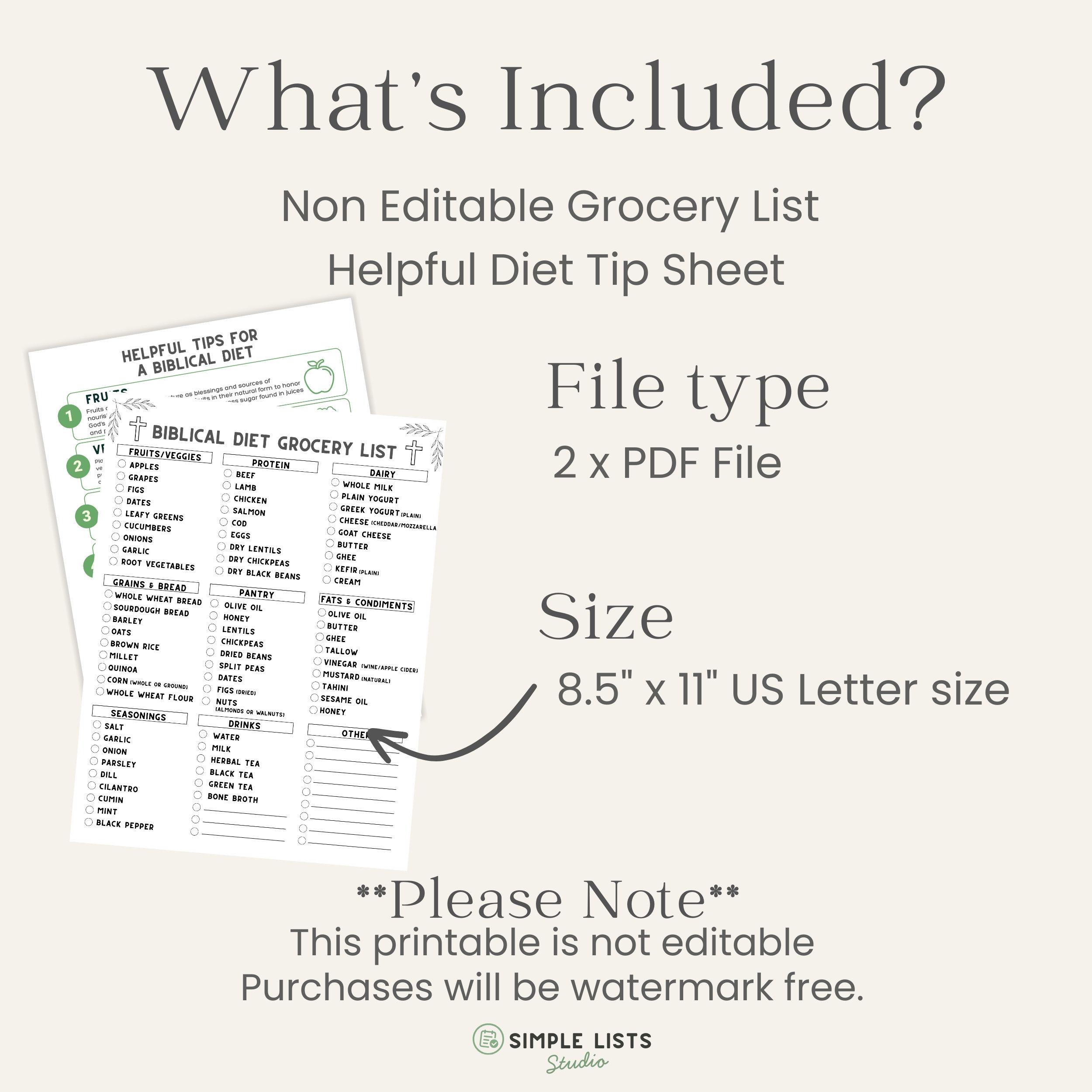 Biblical Diet Grocery List Printable, Biblical Food List, Faith-based ...