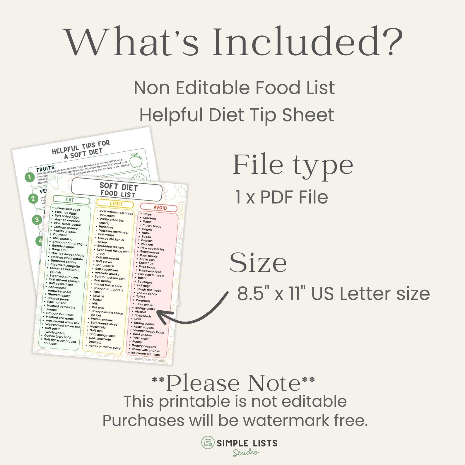 Soft Diet Food List Printable, Easy to Chew Foods Chart, Eat Limit ...