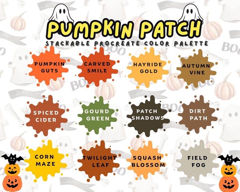 Procreate Color Palette Halloween Swatch, Pumpkin Patch Procreate ...