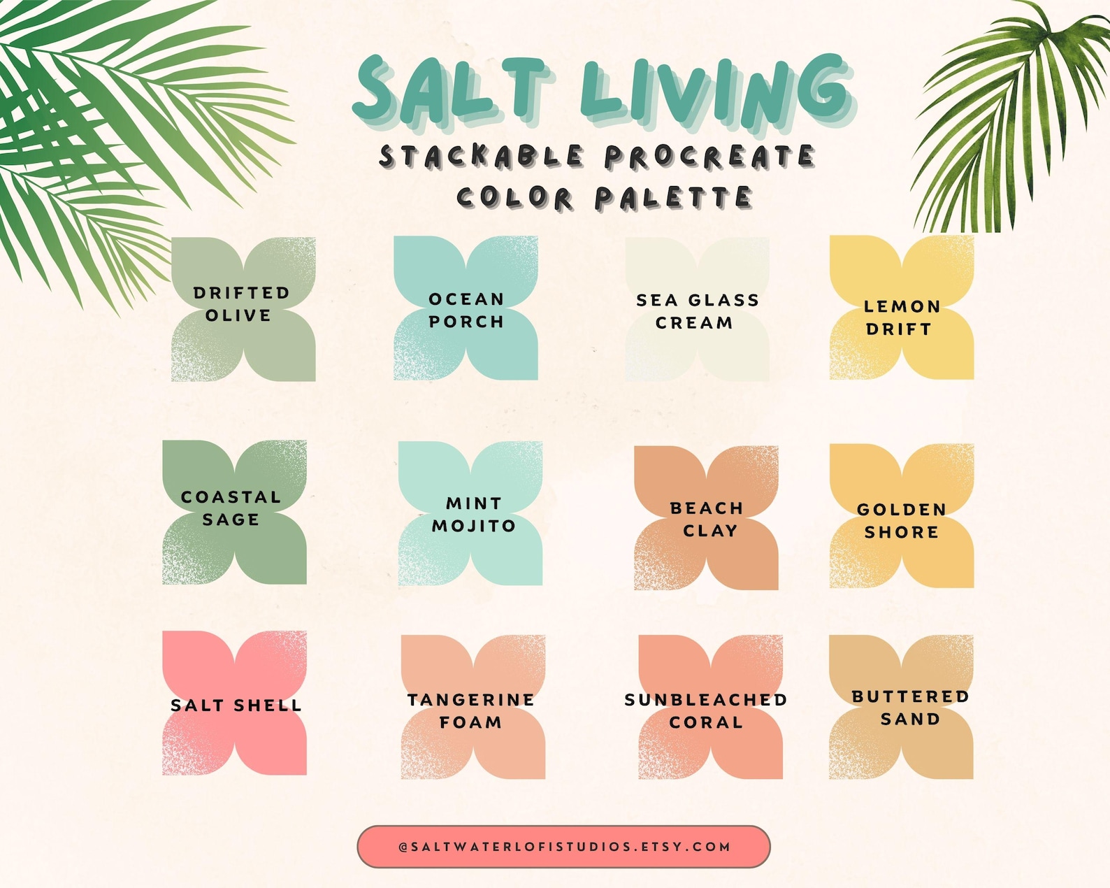 Procreate Color Palette: Stackable Coastal Beach Tones (digital ...