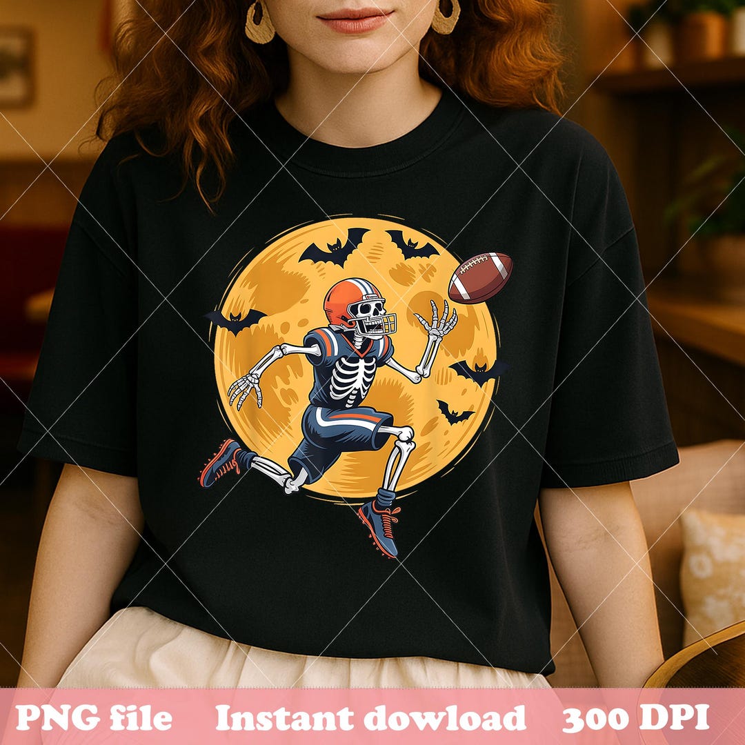 Skeleton Football Player PNG, Halloween Sports Sublimation, Spooky ...