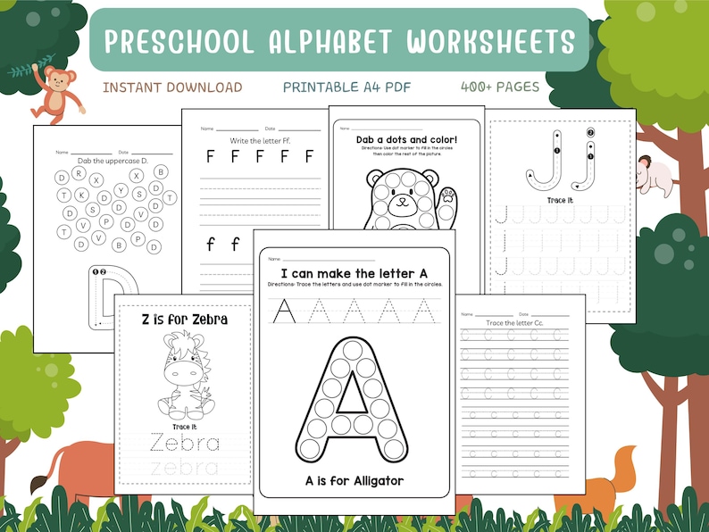 Preschool Alphabet Worksheets | A-Z Tracing, Dabbing, Coloring ...