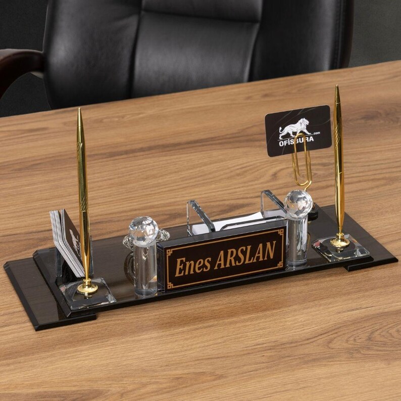 Classic Gold Crystal Desk Set – 7 Piece Premium Office Accessories With ...