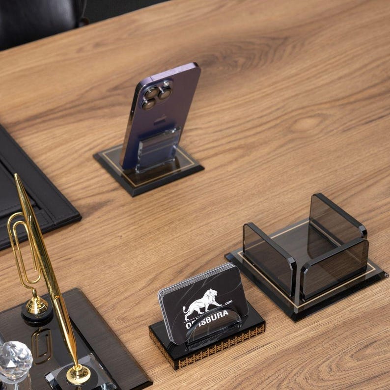 Classic Gold Crystal Desk Set – 7 Piece Premium Office Accessories With ...