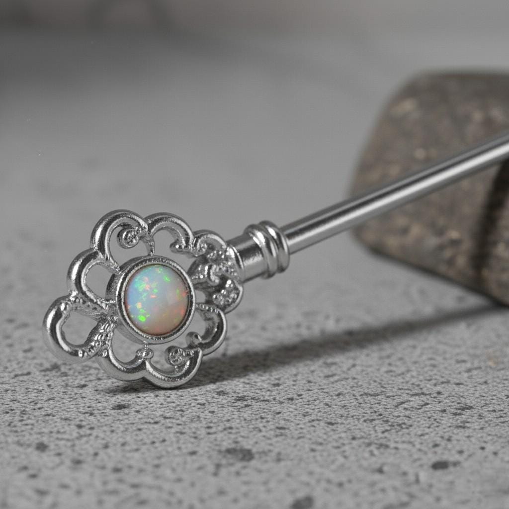 Medieval Key Industrial Barbell, 14G Cartilage Piercing, Gothic Punk ...