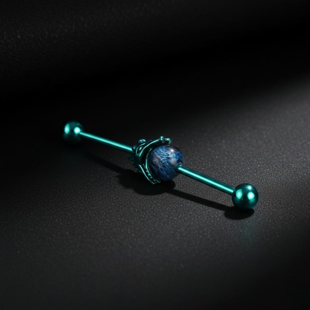 Gothic 14G Dragon & Fork Industrial Barbell, Surgical Steel, Cartilage ...