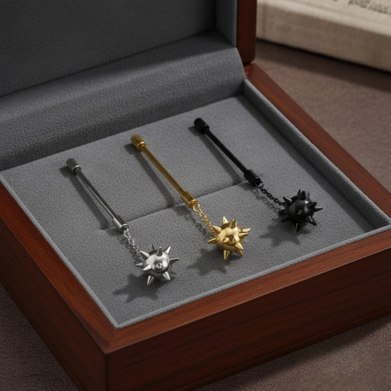 Medieval Inspired Meteor Hammer Barbell, 14G Industrial Piercing ...