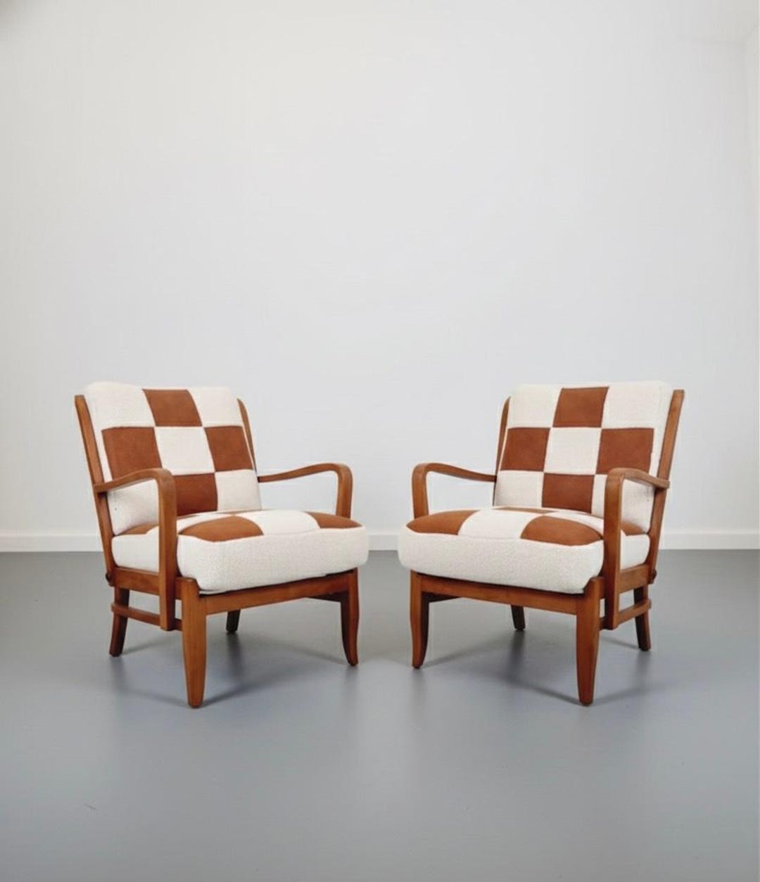 Custom Mid-century Checkered Wood Armchair – Handmade Wooden Lounge ...