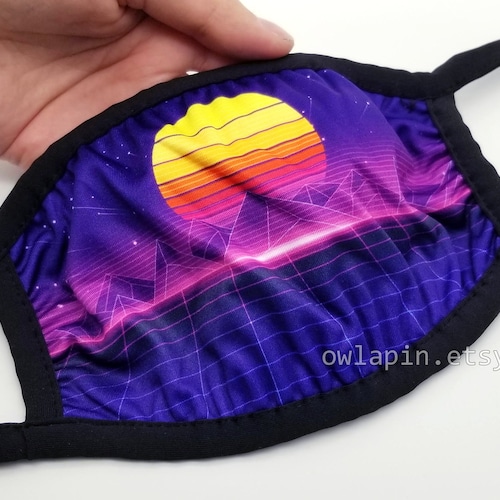 Retro 80's Vaporwave Dust Cloth Face Mask | Etsy