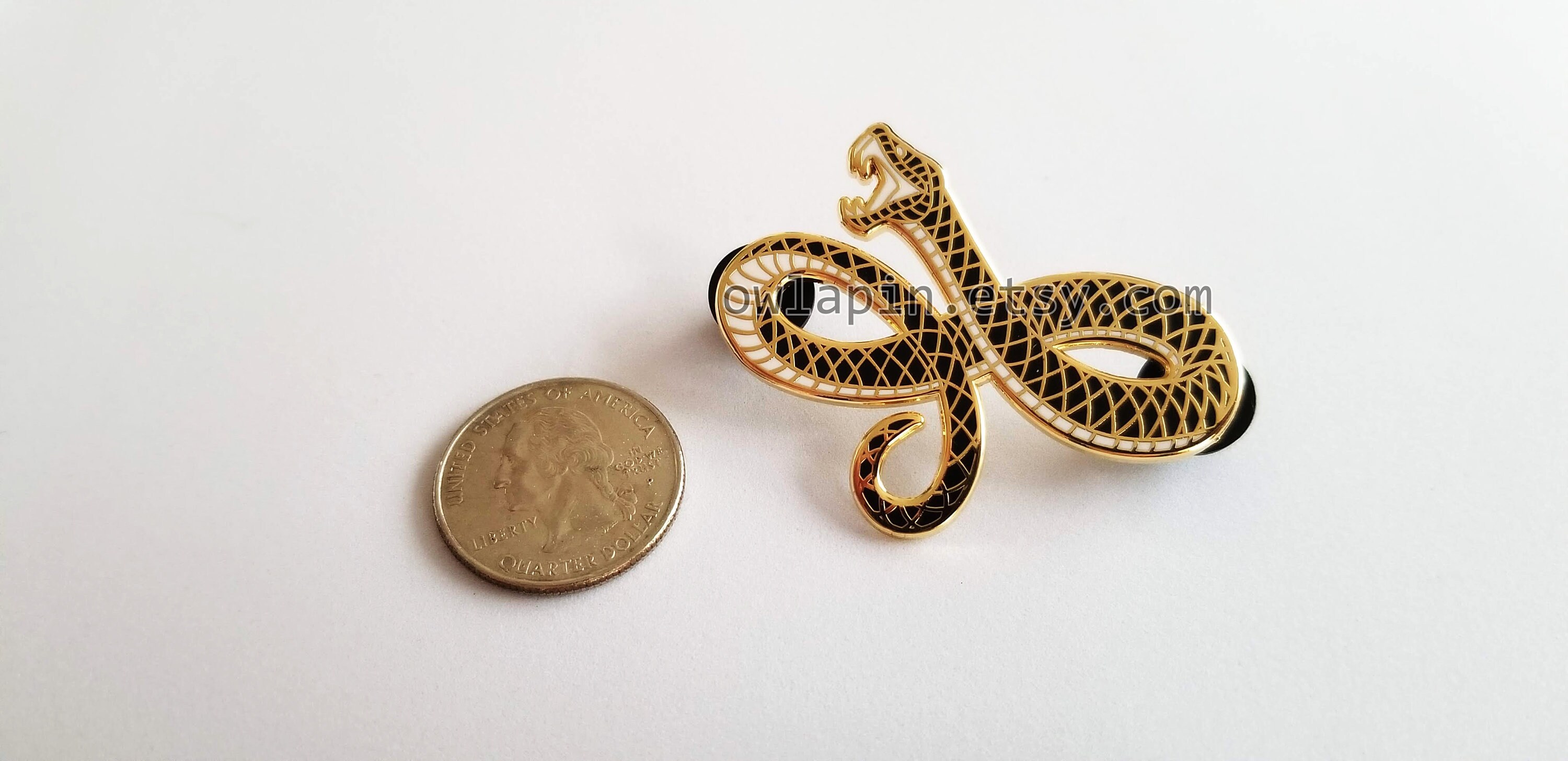 Black Gold Snake Enamel Pin 2" - Etsy