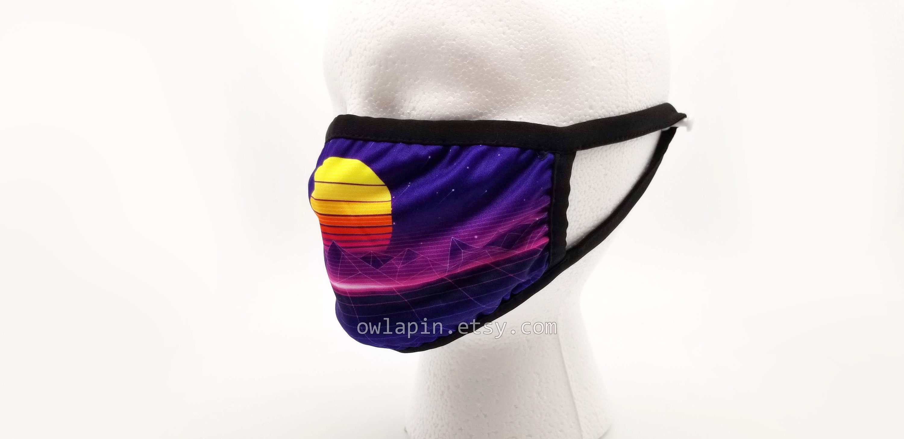 Retro 80's Vaporwave Dust Cloth Face Mask | Etsy