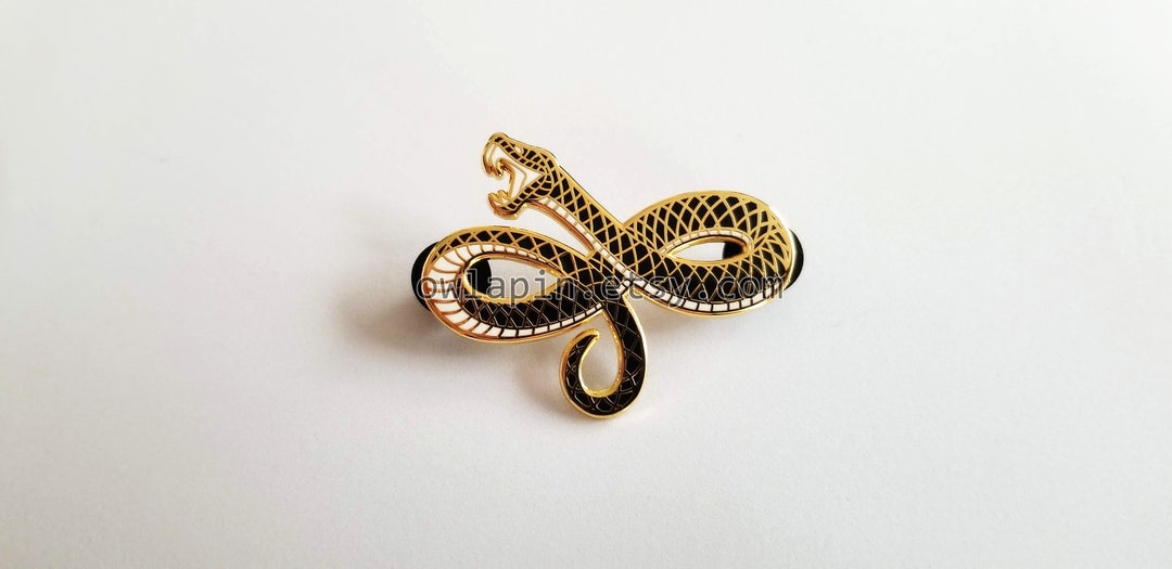 Black Gold Snake Enamel Pin 2" - Etsy