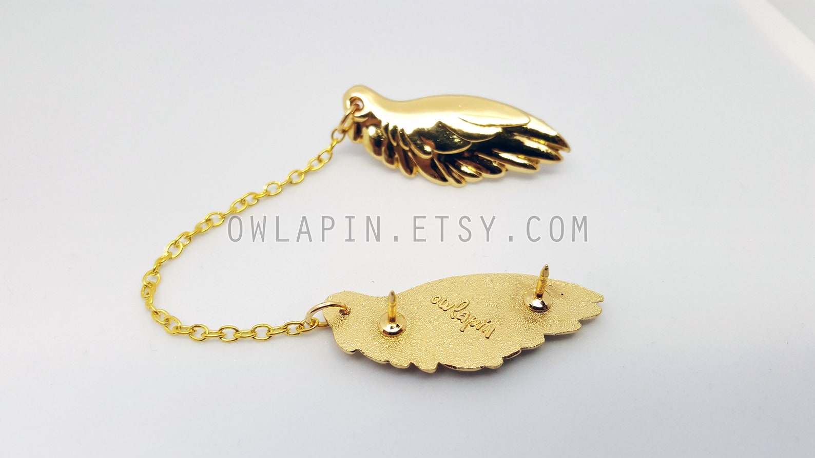 Angel Wings Metal Pins Chain Connected Feather Gold - Etsy