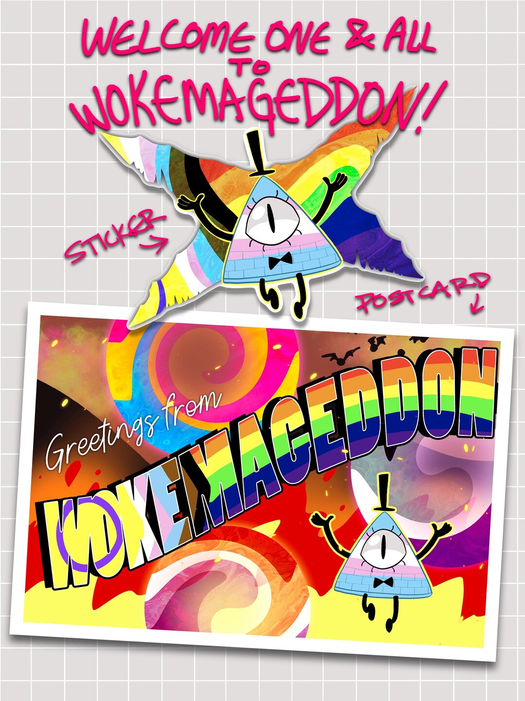 Preorder WOKEMAGEDDON Gravity Falls Sticker and Postcard - Etsy