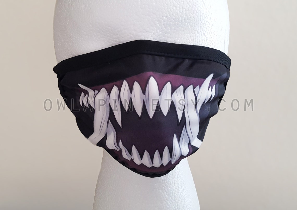 Demon Oni Tusk Monster Dust Face Mask With Filter Pocket | Etsy