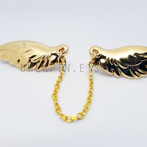 Angel Wings Metal Pins, Chain Connected, Feather, Gold, Silver, Collar ...