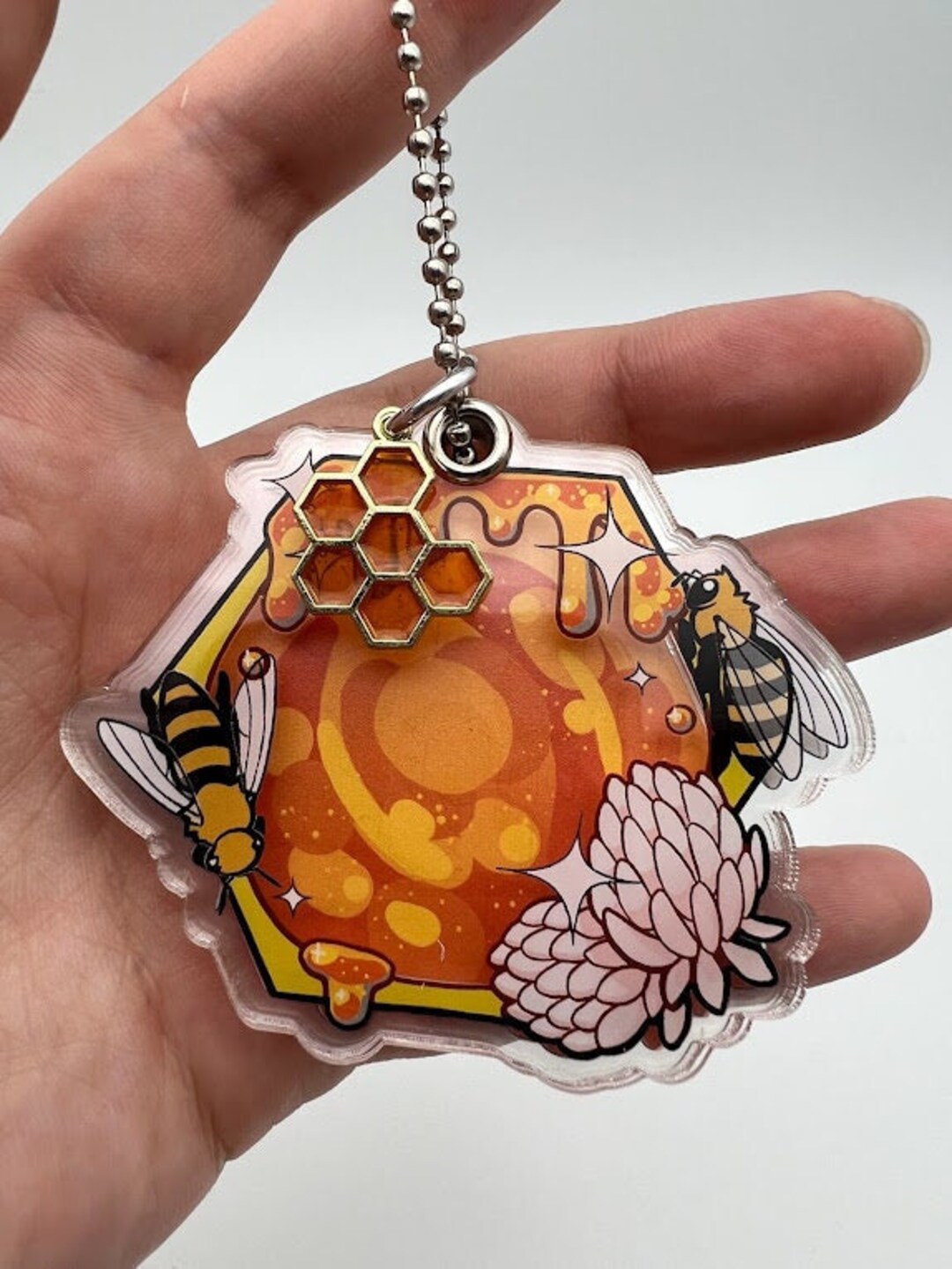 Bee Honeycomb Photo Frame Keychain - Etsy